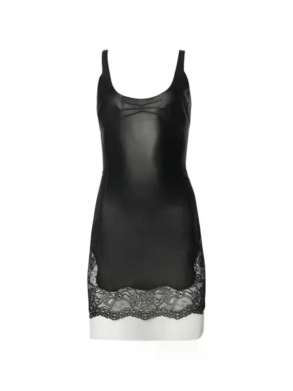 Attico Lace-trimmed Leather Dress - Black