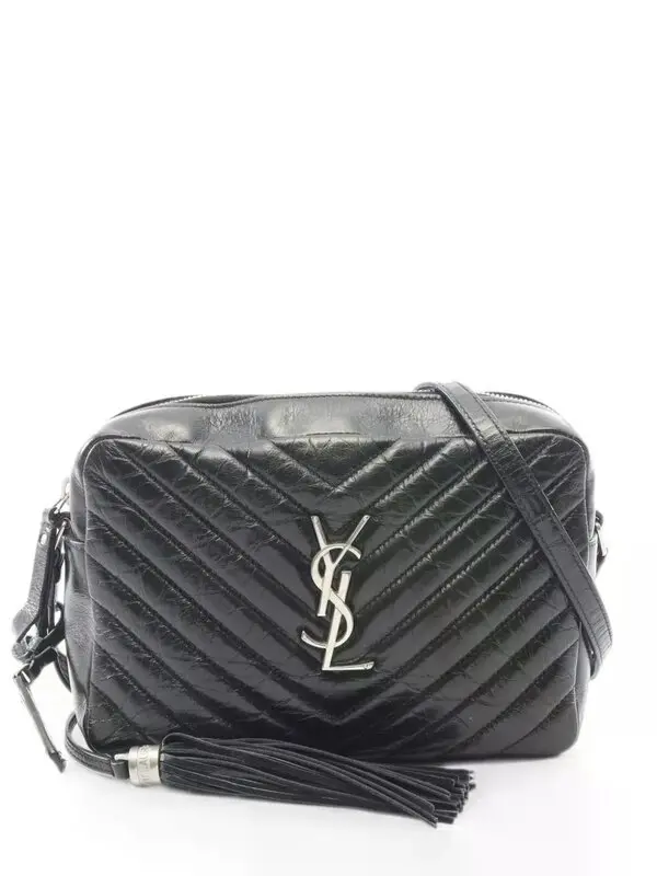 Saint Laurent 2010s Lou Logo-plaque Chevron-quilting Crossbody Bag - Black