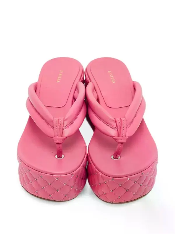LE SILLA Quilted Studded Wedge Sandals