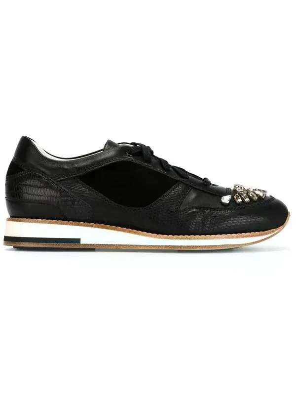 LANVIN Embellished Panelled Sneakers - Black