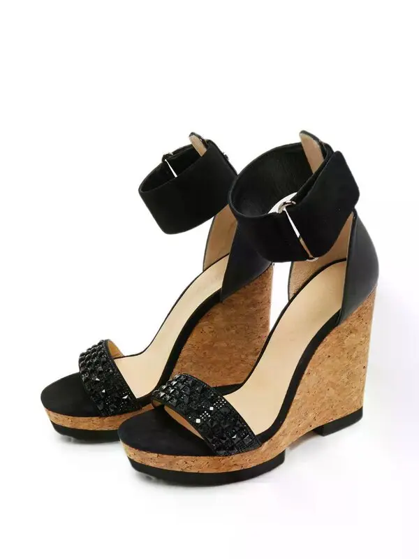 JIMMY CHOO Crystal-embellished Wedge Sandals