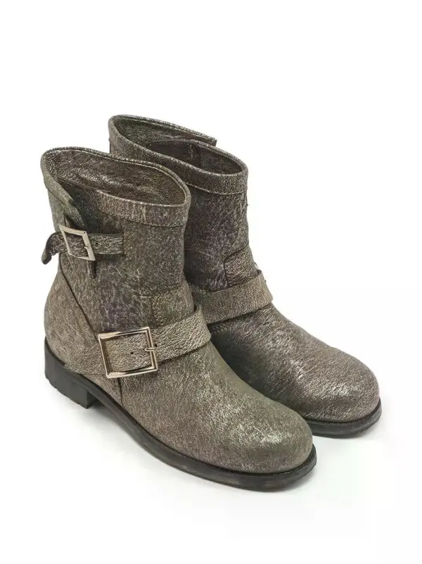 JIMMY CHOO Platinum Buckle Ankle Boots