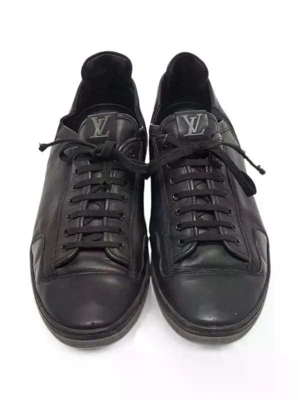 LOUIS VUITTON Leather Geometric Pattern Lace-up Sneakers