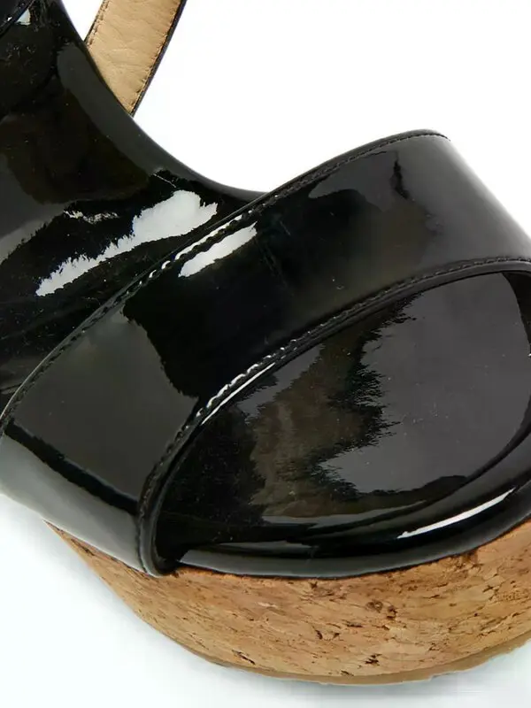 JIMMY CHOO Patent Leather Wedge Sandals