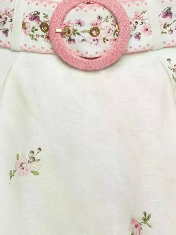Zimmermann Floral-print Belted Mini Shorts