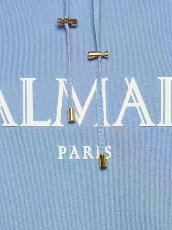 Balmain Logo Cropped Hoodie