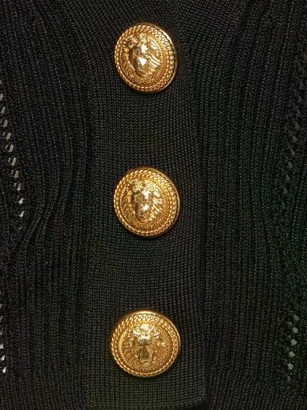 Balmain Pointelle-knit Cropped Cardigan