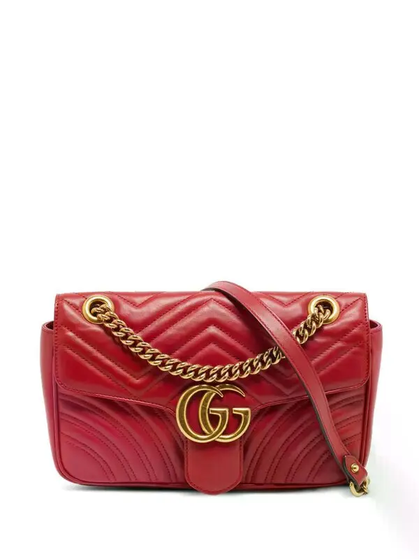 Gucci Medium Gg Marmont Matelassé Shoulder Bag - Red