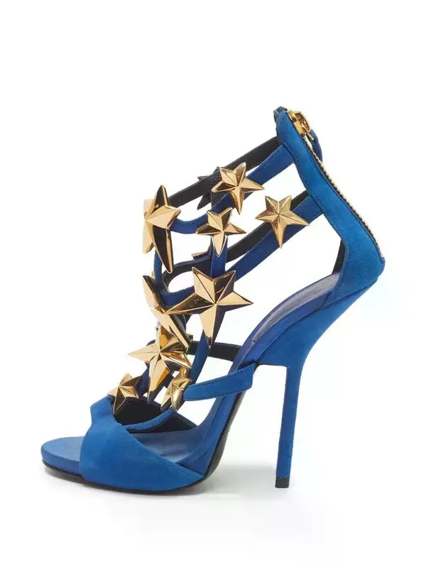 GIUSEPPE ZANOTTI Suede Star Embellished Cage Stiletto Sandals