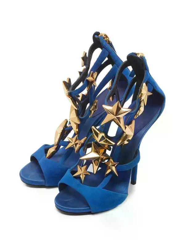 GIUSEPPE ZANOTTI Suede Star Embellished Cage Stiletto Sandals
