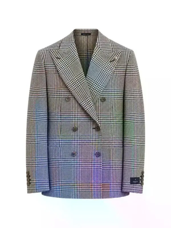 TOMBOLINI Prince Of Wales Check Double-breasted Jacket - Neutrals