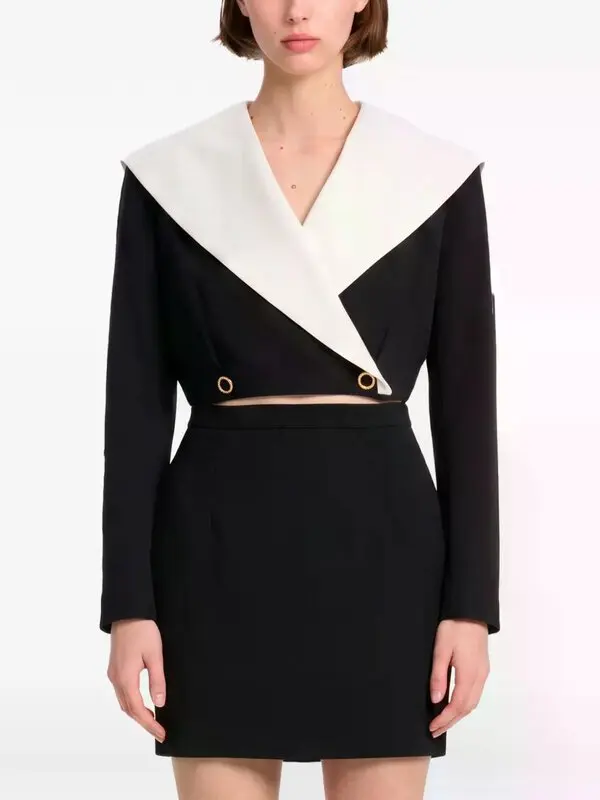 Alessandra Rich Cropped Contrast-collar Jacket