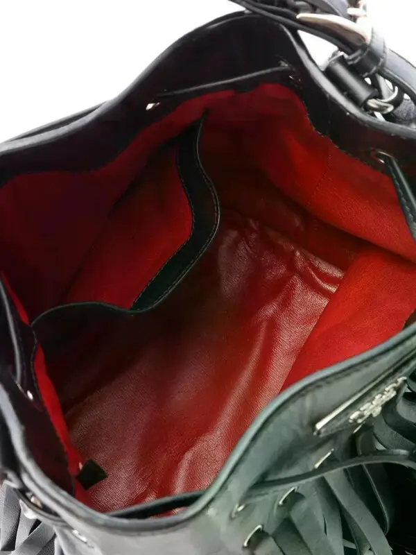 Prada 2000s Triangle-logo Fringe Bucket Bag
