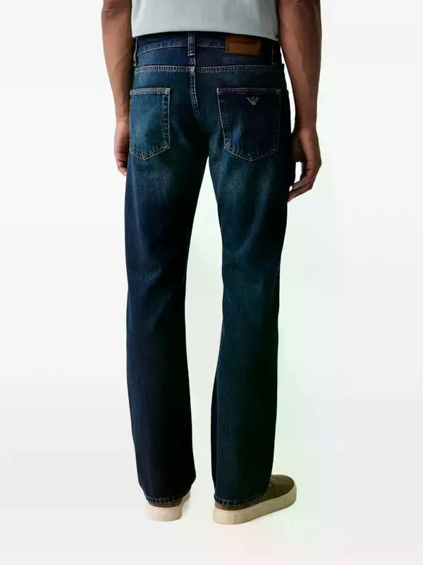 Emporio Armani Logo Plaque Straight Leg Jeans - Blue