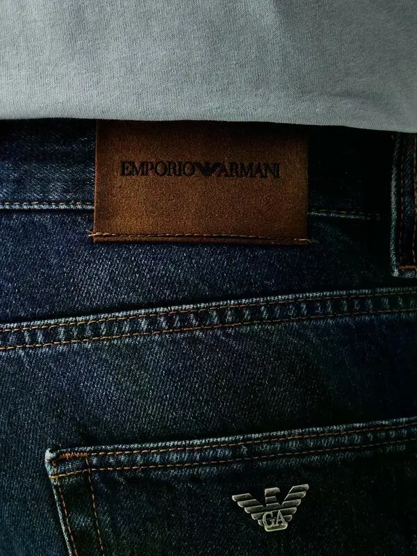 Emporio Armani Logo Plaque Straight Leg Jeans - Blue