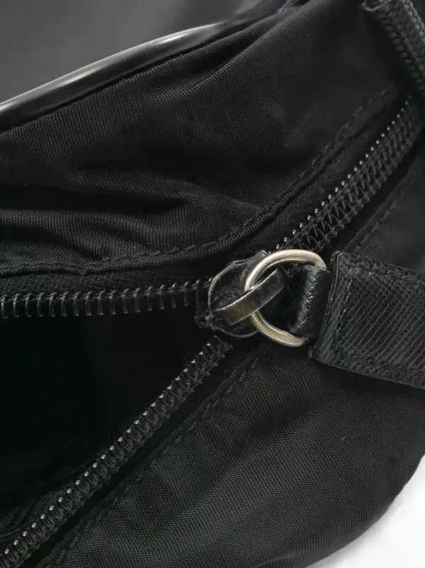 Prada 2000s Enamel Triangle Logo Shoulder Bag
