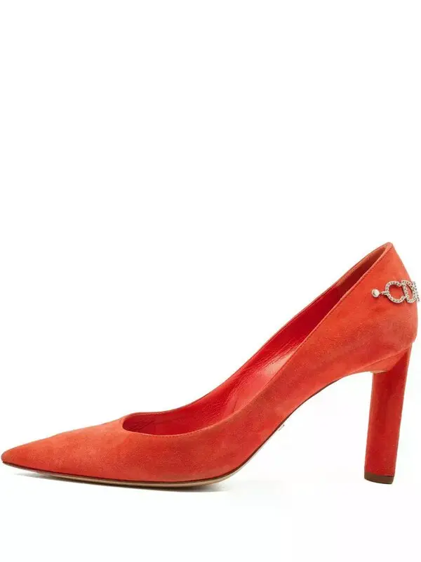 Dior Suede Pumps Crystal Detail Shoes - Orange