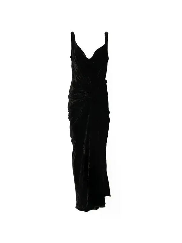 Rick Owens Draped Velvet Maxi Dress - Black