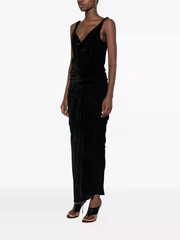 Rick Owens Draped Velvet Maxi Dress