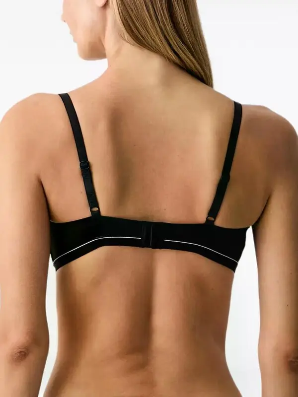 Emporio Armani Padded Triangle Bra In Cotton Jersey With Logo Band - Black