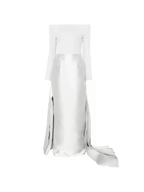 Solace London Off-shoulder Draped Maxi Gown - Grey