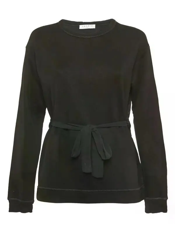 Sandro Satin Panel Drawstring Waist Top