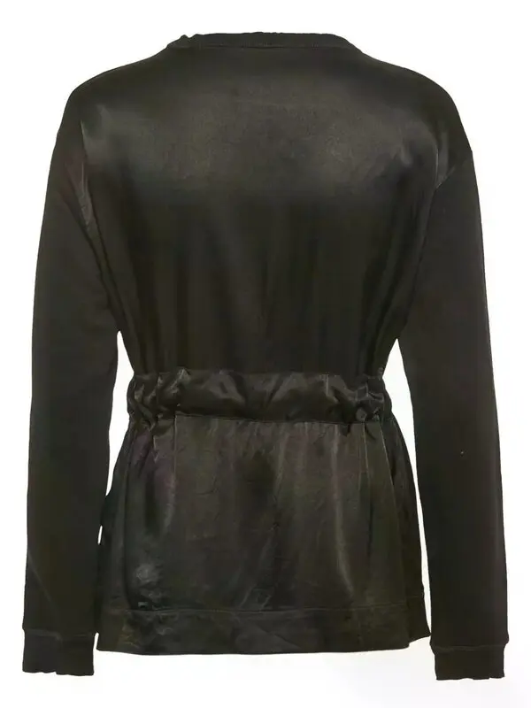 Sandro Satin Panel Drawstring Waist Top
