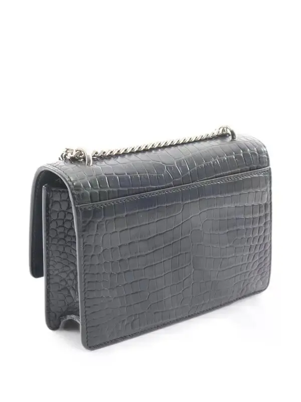 Saint Laurent 2010s Sunset Croc-embossed Shoulder Bag
