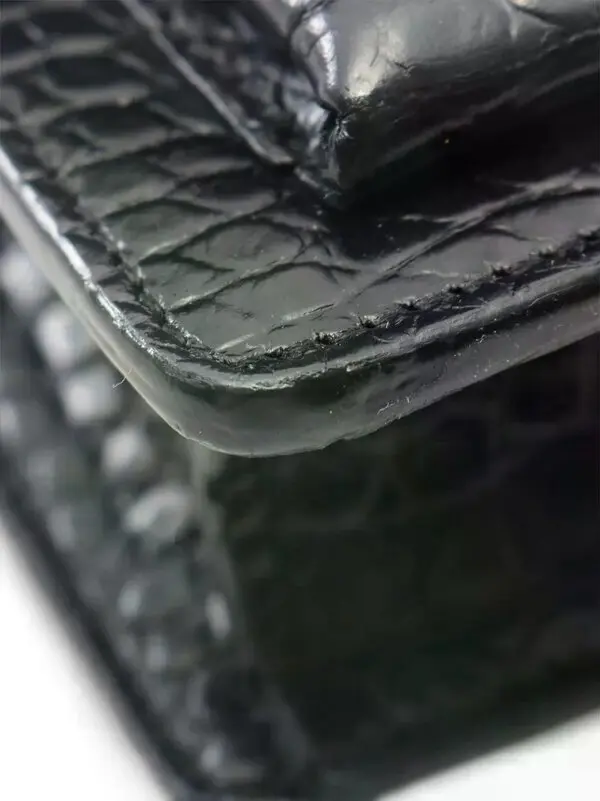 Saint Laurent Croc-embossed Leather Shoulder Bag - Black