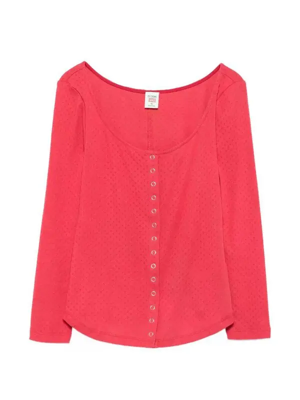 RE/DONE X Hanes Pointelle-knit Snap-button Top - Red