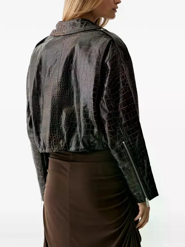 GESTUZ Croc-effect Leather Jacket