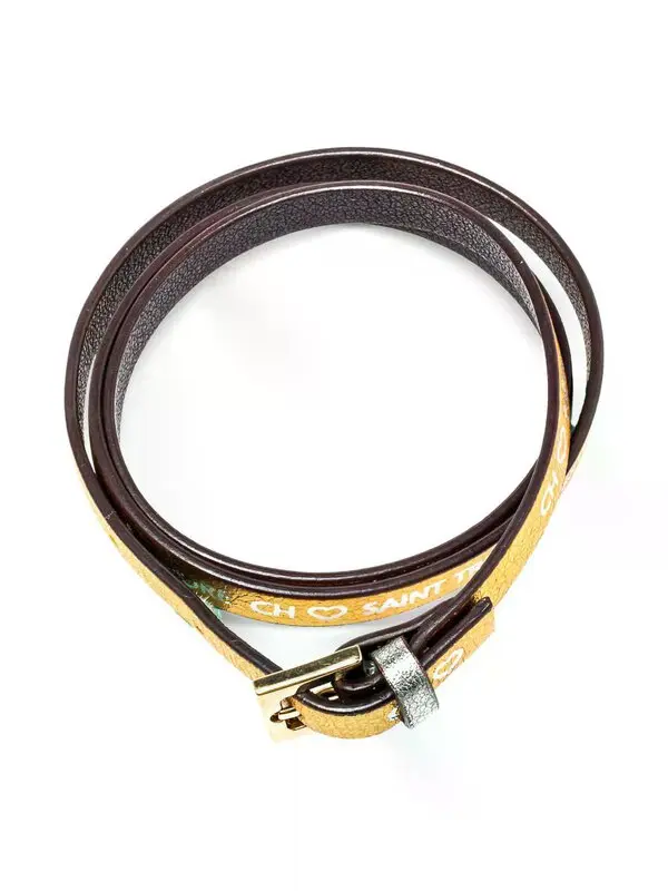 Carolina Herrera Leather Triple Wrap Bracelet