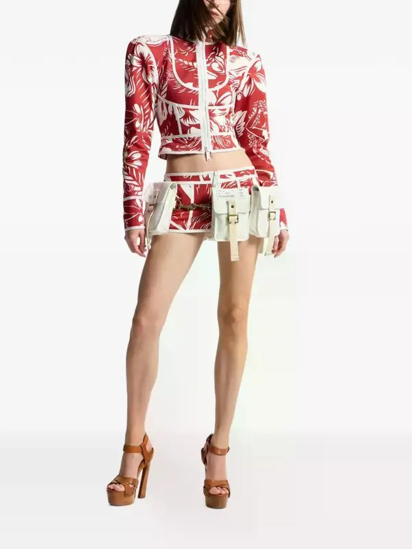 Dsquared2 Floral Print Zip Fastening Jacket - Red