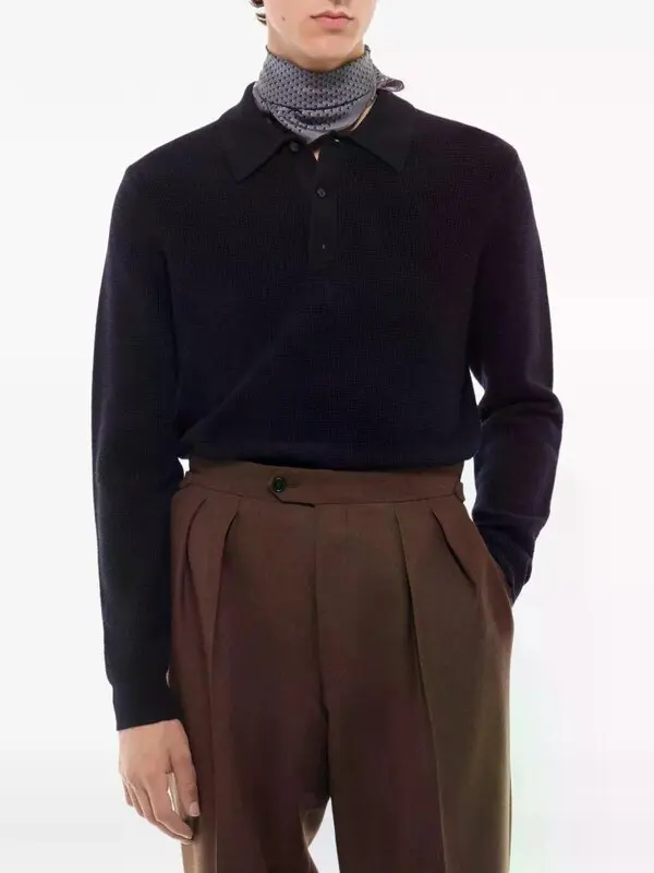 FURSAC Waffle-knit Wool Polo Shirt