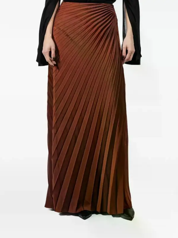 A.L.C. Pleated Maxi Straight Skirt - Brown
