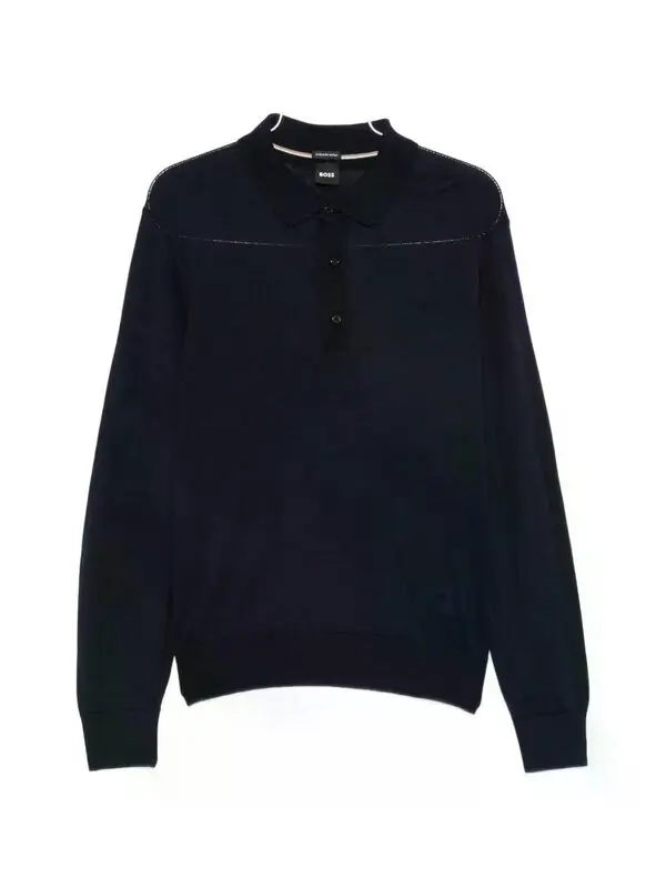 BOSS Polo-collar Long-sleeve Sweater