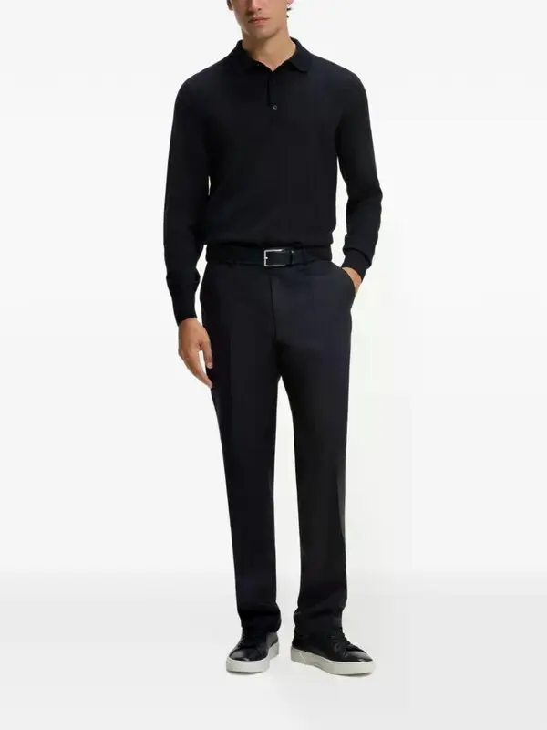 BOSS Long Sleeve Polo Sweater - Blue