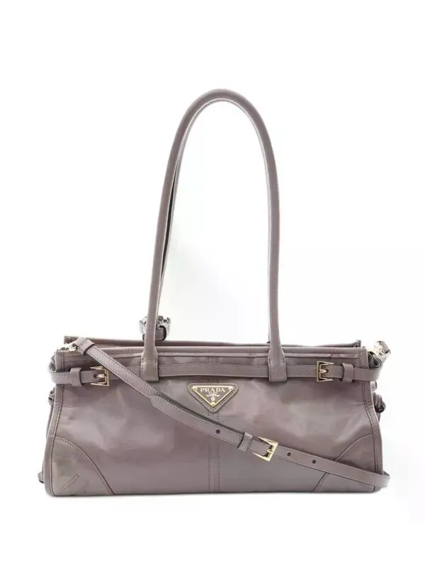 Prada Buckled Leather Handbag - Grey