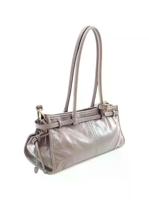 Prada Buckled Leather Handbag - Grey