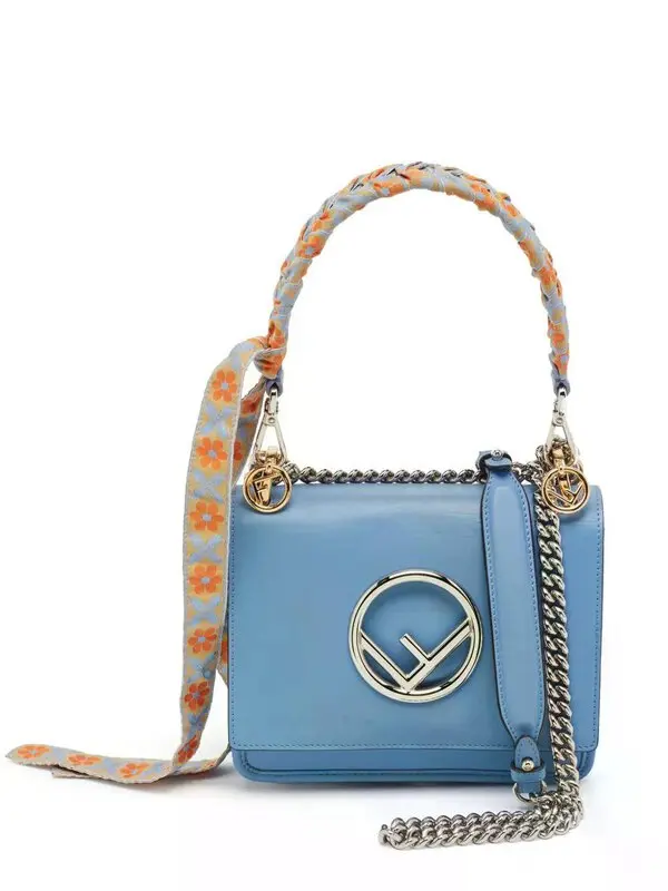Fendi 2018 Kan I F Silk Wrap Handle Mini Bag - Blue