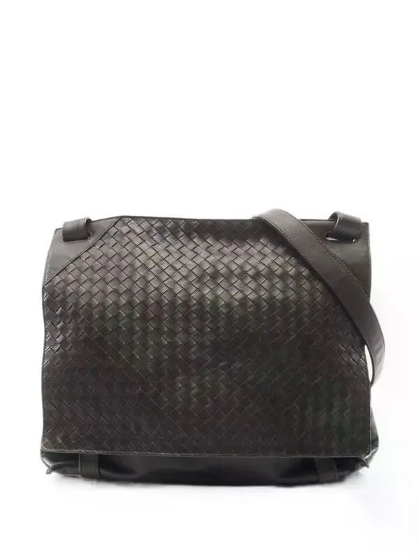 Bottega Veneta 2000s Intrecciato Messenger Bag - Brown