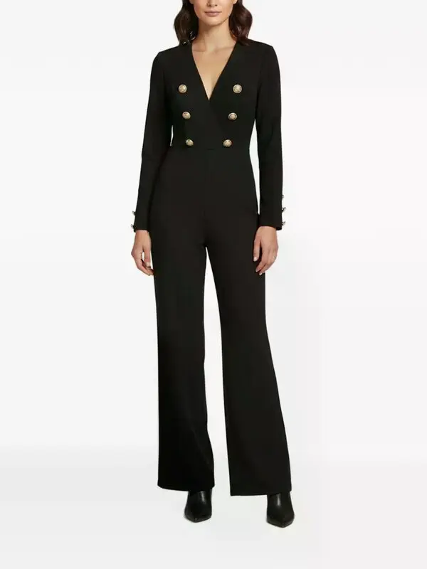 Balmain Double-breasted Long-sleeve Jumpsuit - Black