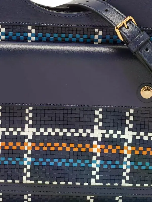 Burberry Mini Pocket Woven Leather Tote Bag