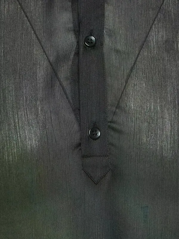 Saint Laurent Chiffon Chinese-collar Shirt - Black
