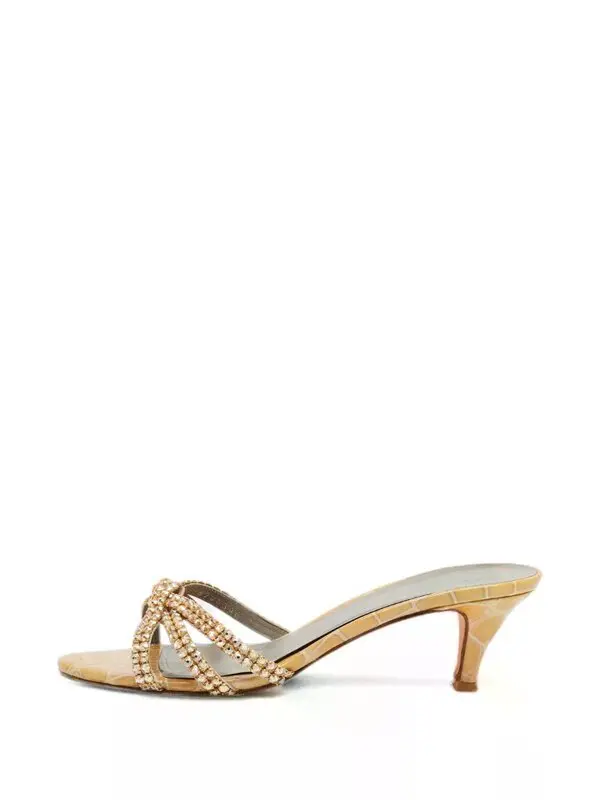 GINA Croc-embossed Crystal-embellished Sandals