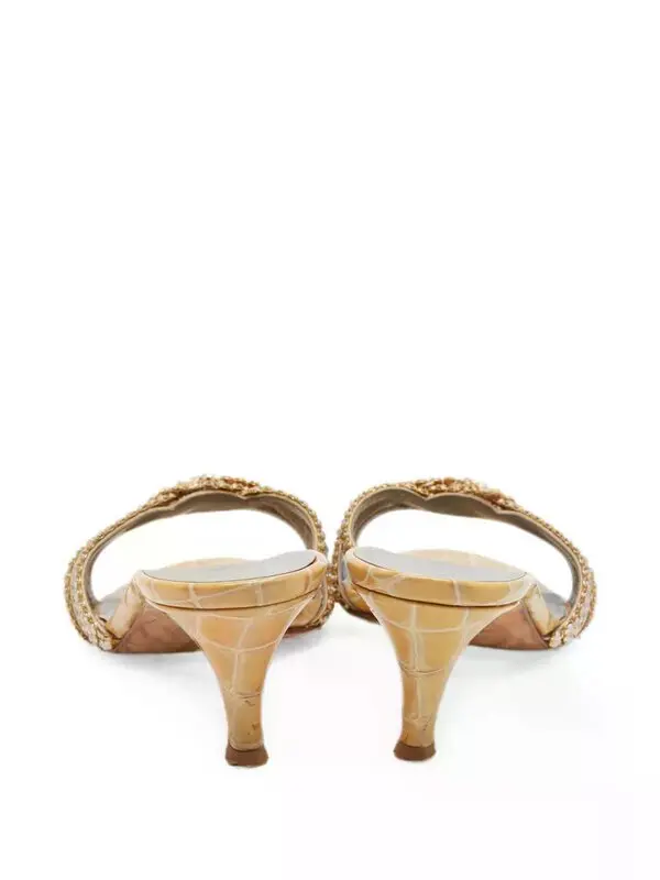 GINA Croc-embossed Crystal-embellished Sandals