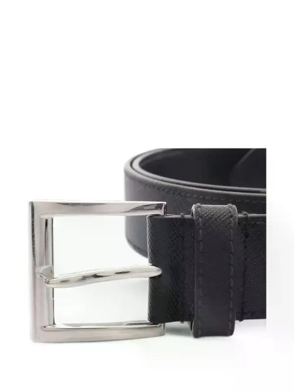 Prada 2010s Saffiano Triangle Logo Belt