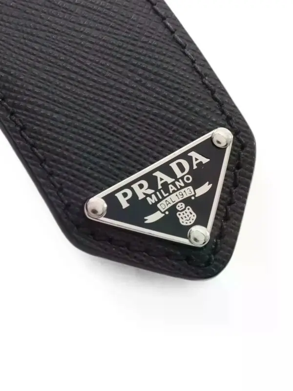 Prada 2010s Saffiano Triangle Logo Belt
