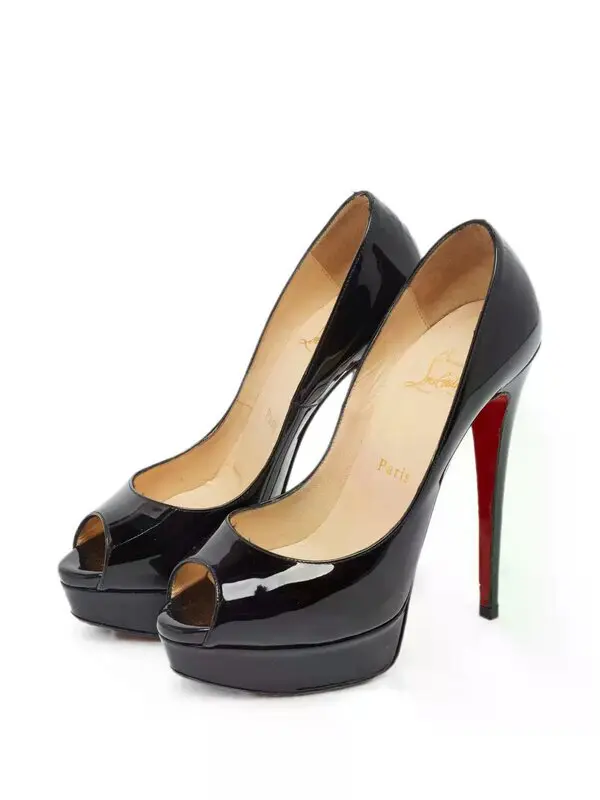 CHRISTIAN LOUBOUTIN Lady Peep Patent Leather Peep-toe Platform Pumps