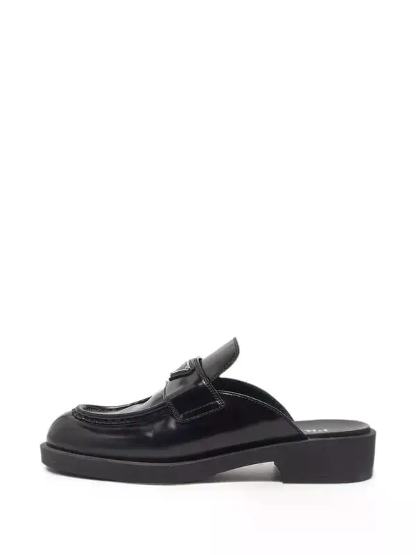 Prada Spazzolato Leather Mules - Black